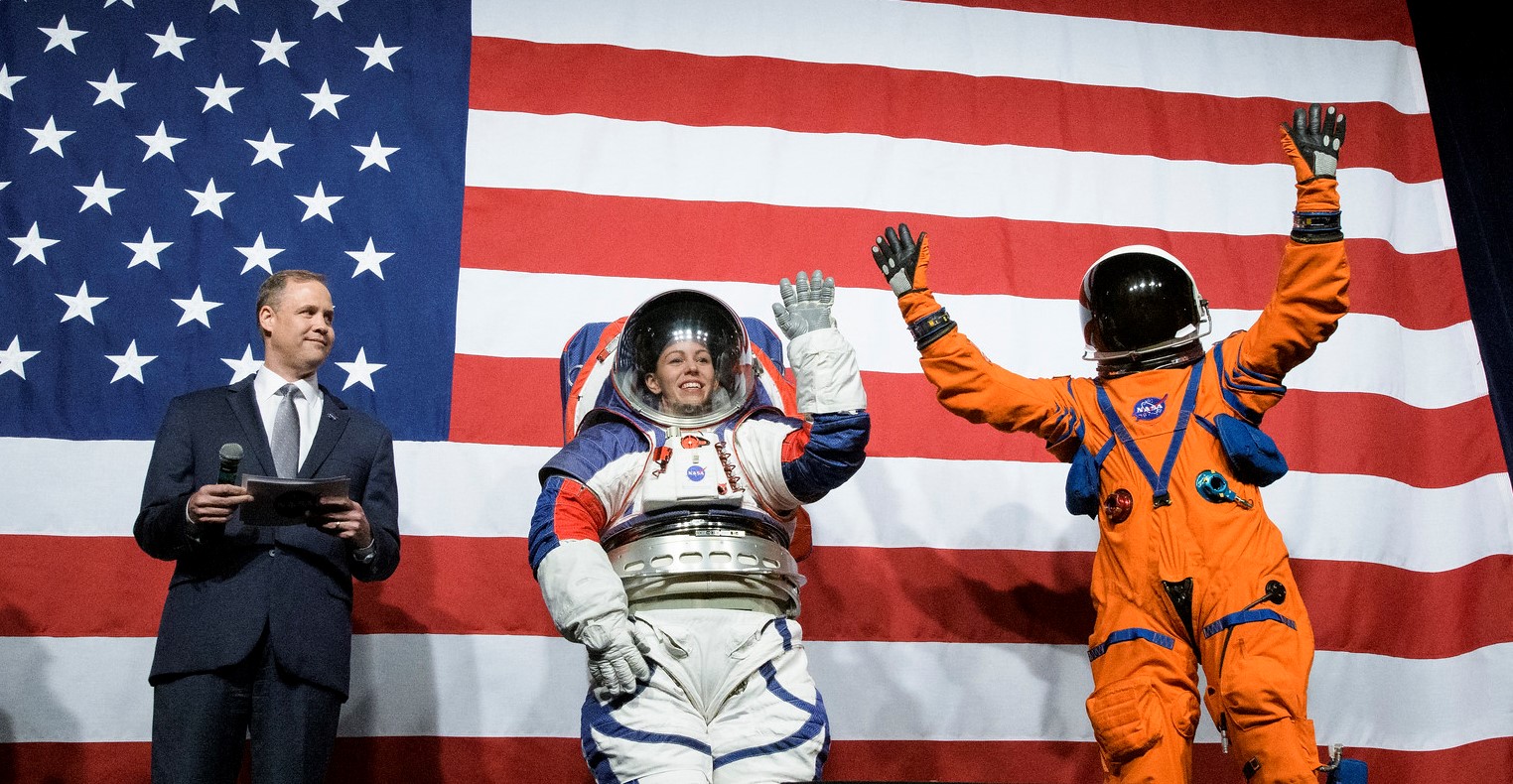 NASA unveils red, white and blue spacesuit for moon – Cosmic Log